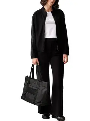 EA7 Logo Detail Wide Leg Trousers - Black
