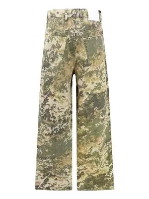 NUMERI Camouflage Print Straight Leg Jeans - Green