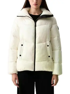 Dkny Quilted High-neck Zip-up Jacket - White