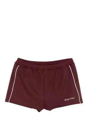 SPORTY & RICH Logo Embroidered Track Shorts - Red