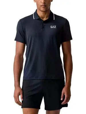 EA7 Logo-print Side-stripe Polo Shirt - Blue