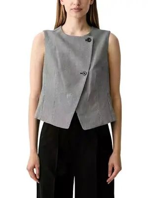 Dkny Houndstooth Pattern Sleeveless Wrap Top - Black
