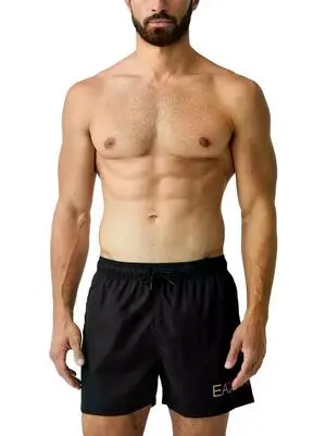 EA7 Logo Detail Swim Shorts - Black