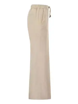 Peserico Drawstring-waist Tapered Trousers With Metallic Shimmer - Neutrals