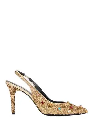 Isabel Marant Étoile Embellished Sequin Slingback Pumps - Gold