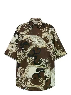 ALEMAIS Otis Wave-print Shirt - Brown