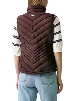 Dkny Quilted Gilet - Brown