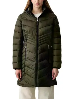 Dkny Quilted Hooded Jacket - Green
