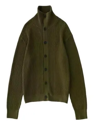 Studio Nicholson Ribbed-knit Cotton Cardigan - Green