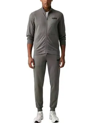 EA7 Logo-print Zip-up Sweater - Grey
