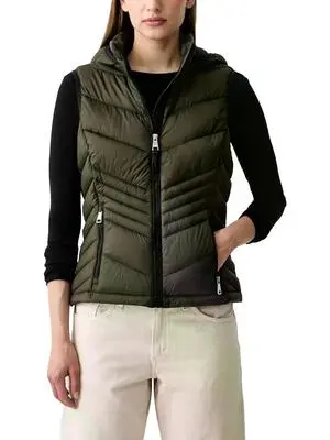 Dkny Quilted Hooded Gilet - Green