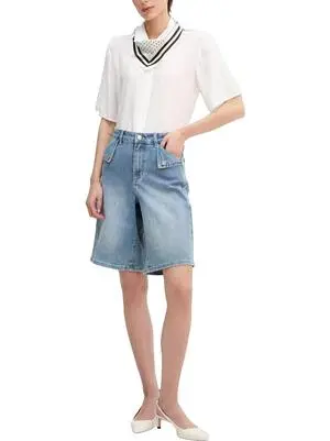 Joseph Ribkoff Button-detail Denim Shorts - Blue