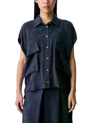 VICOLO Short Sleeve Flap Pocket Shirt - Blue