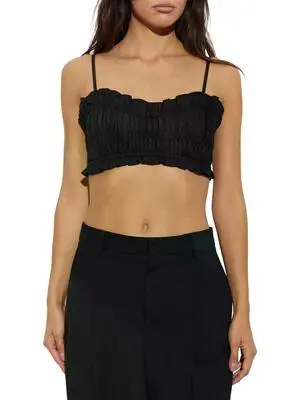 Michael Kors Ruched Crop Top - Black