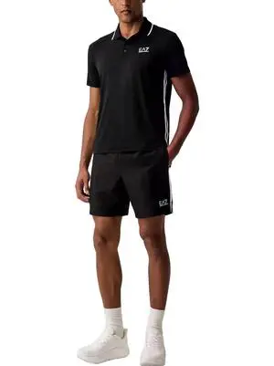 EA7 Ventus7 Logo-print Polo Shirt - Black