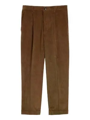 AMI Paris Carrot-fit Corduroy Cotton Trousers - Brown