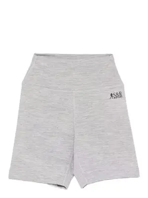 SPORTY & RICH Logo Print High Waist Cycling Shorts - Grey