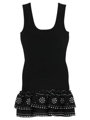 Sandro Stud-embellished Ruffled Knit Dress - Black