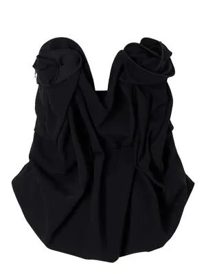 Magda Butrym Appliquéd Wool-blend Bustier Top - Black
