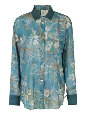 FORTE_FORTE Floral Print Silk Shirt - Blue