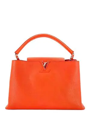 LOUIS VUITTON Capucines Leather Gm Satchel - Orange