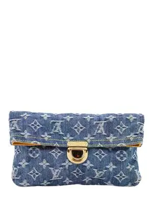 LOUIS VUITTON Monogram Denim Clutch Bag - Blue