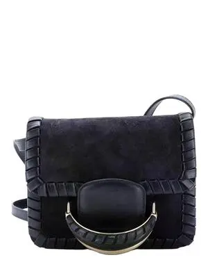 Chloé Chloé Kattie Whipstitch Suede Crossbody Bag Blue