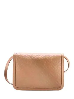 Burberry Monogram Embossed Leather Shoulder Bag - Neutrals