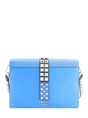 Prada Elektra Studded Leather Shoulder Bag - Blue