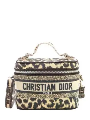 Dior Diortravel Convertible Vanity Case Mizza Embroidered Canvas Small Pouch - Brown