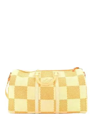 LOUIS VUITTON Keepall Bandouliere Damier Raffia 50 Travel Bag - Neutrals