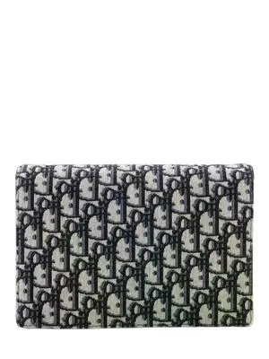 Dior Saddle Chain Oblique Canvas Clutch Bag - Blue