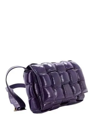 Bottega Veneta Cassette Padded Maxi Intrecciato Patent Crossbody Bag - Purple