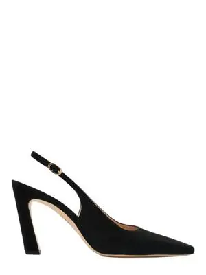STUART WEITZMAN Slingback Pointed-toe High Block Heel Sandals - Black