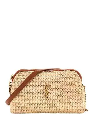 Saint Laurent Gaby Zipped Pouch Raffia Crossbody Bag - Brown