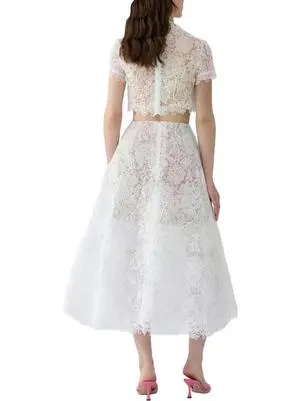 Carolina Herrera Hydrangea Lace Cropped Top - White