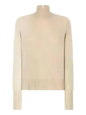 Pinko Ribbed-trim High-neck Sweater - Neutrals