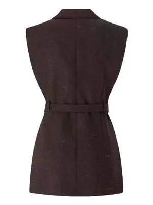 Pinko Belted Sleeveless Jacket With Notched Lapels - Brown