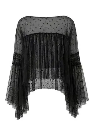 Alberta Ferretti Embroidered Sheer Blouse - Black