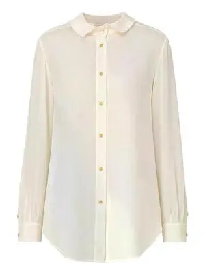 Alberta Ferretti Rounded-tip Collar Long-sleeved Shirt - White
