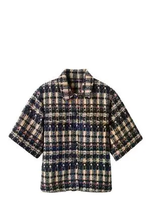 EDWARD ACHOUR PARIS Checked Tweed Shirt Jacket - Blue