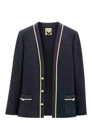 EDWARD ACHOUR PARIS Contrast-trim Bouclé Jacket - Blue