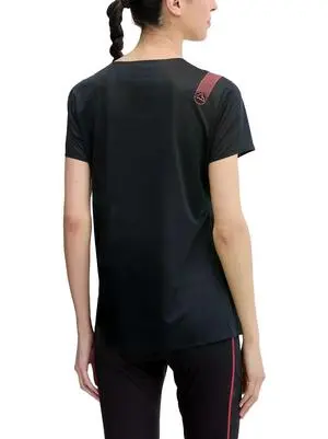 LA SPORTIVA Mesh Texture Logo Print Short Sleeve T-shirt - Black