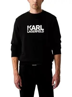 Karl Lagerfeld Logo Print Crew Neck Sweater - Black
