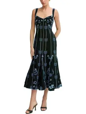 Charo Ruiz Ibiza Sleeveless Embroidered Maxi Dress - Black