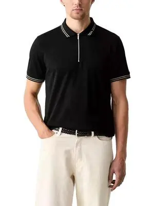 Karl Lagerfeld Zip-fastening Tipped Polo Shirt - Black