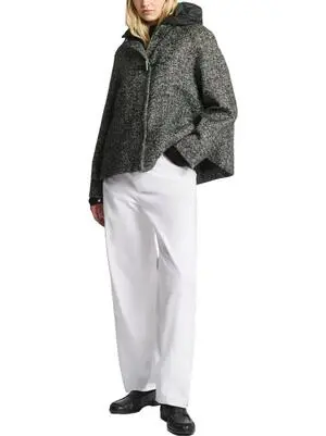 FAY Herringbone Toggle Coat - Black