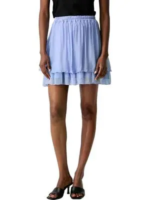 HAVEONE Tiered Elasticated-waist Mini Skirt - Blue