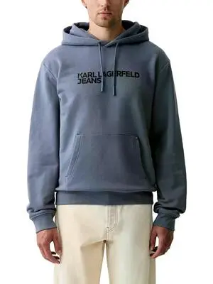 Karl Lagerfeld Logo Print Hoodie - Blue