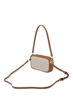 Michael Kors Logo-print Leather-trim Shoulder Bag - Neutrals